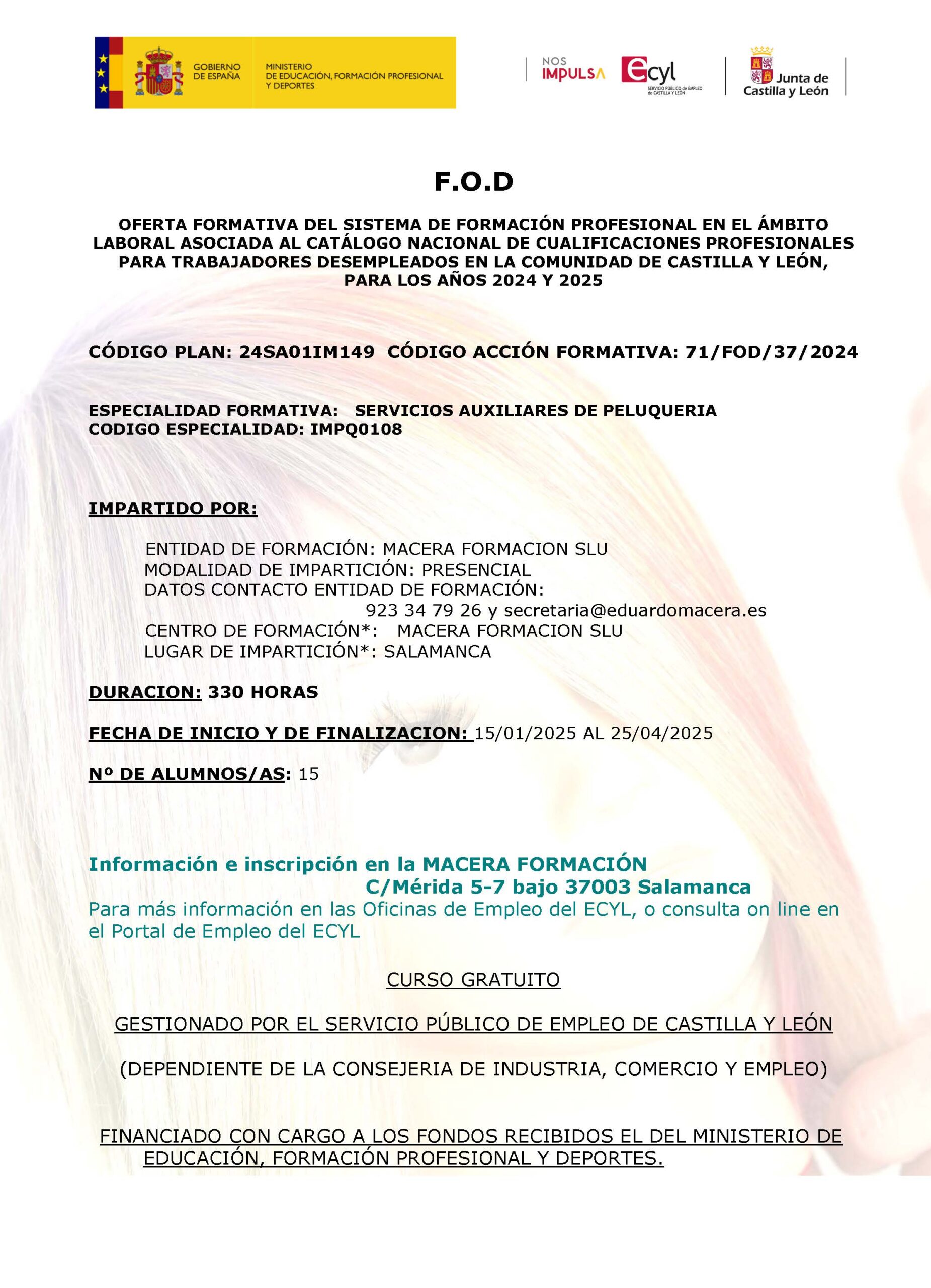 Cursos Gratuitos para Desempleados (ECYL FOD 2024-2025) | Eduardo Macera